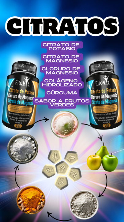 Citrato de Magnesio y Potasio – FitoVit (60 Masticables) Suplemento ...